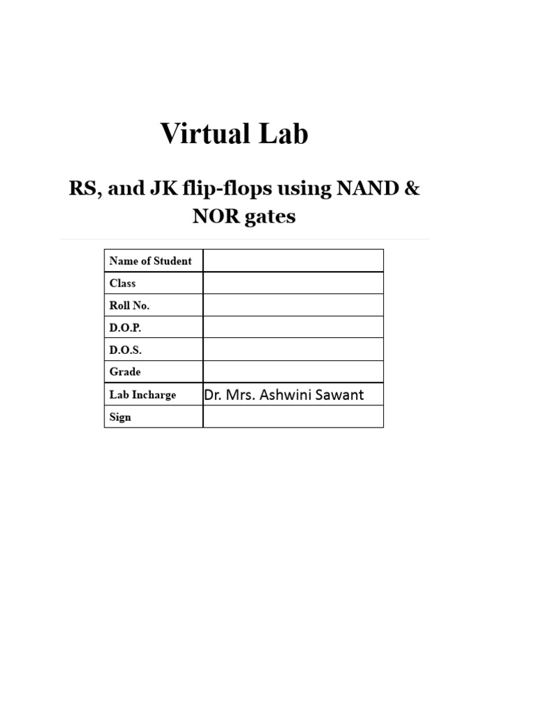 Virtual Lab SR and JK Flip Flop | PDF | Digital Electronics | Electrical Engineering