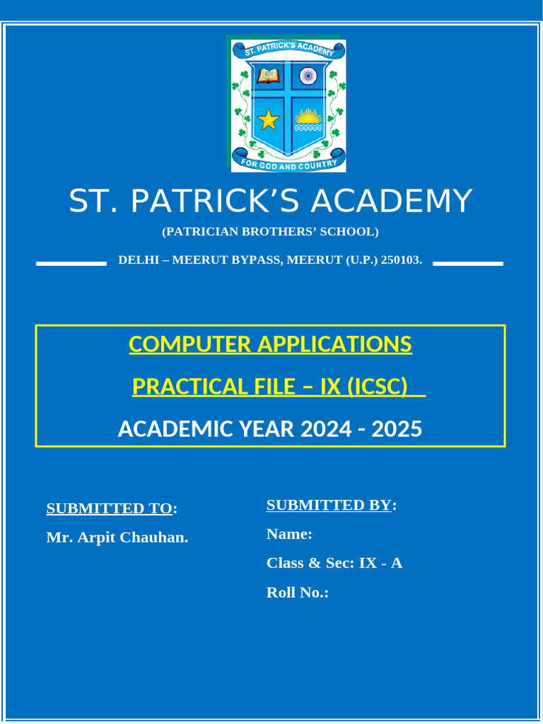 9_Practical file Cover Page 2024-2025 | PDF