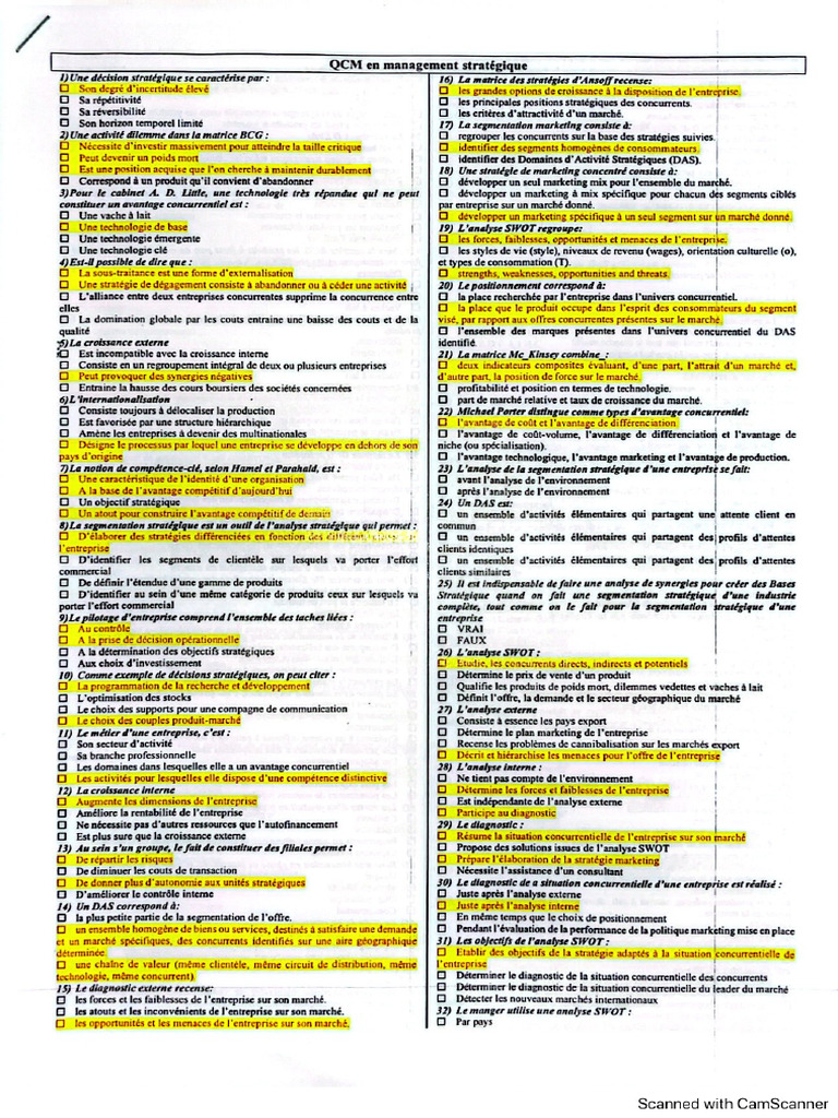 QCM ManagStrat | PDF