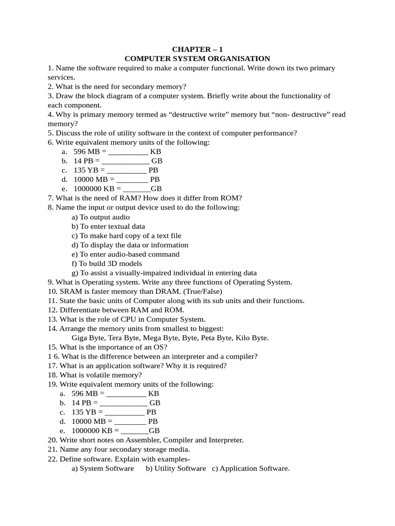 Computer System Organisation | PDF | Byte | Random Access Memory