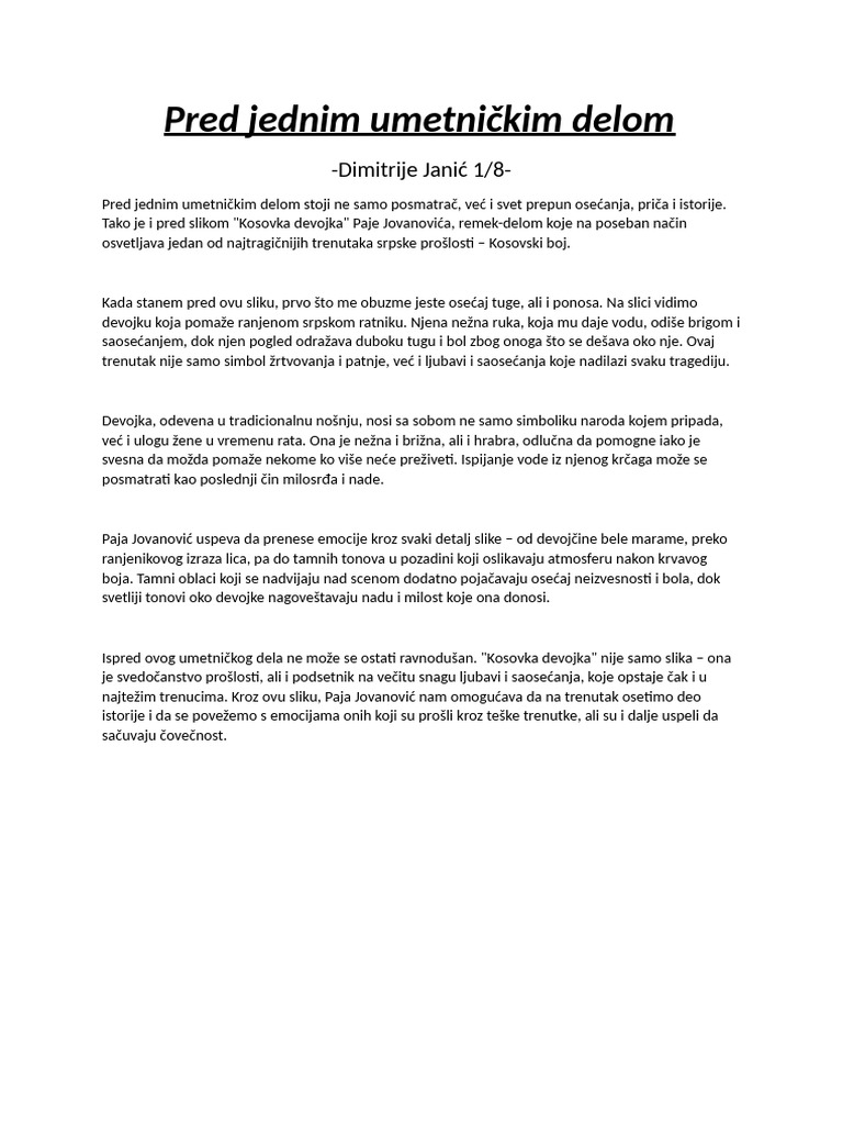 Pred Jednim Umetničkim Delom | PDF