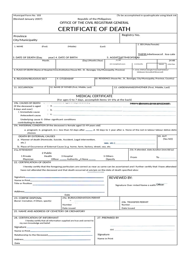 Certificate of Death (0122) | PDF