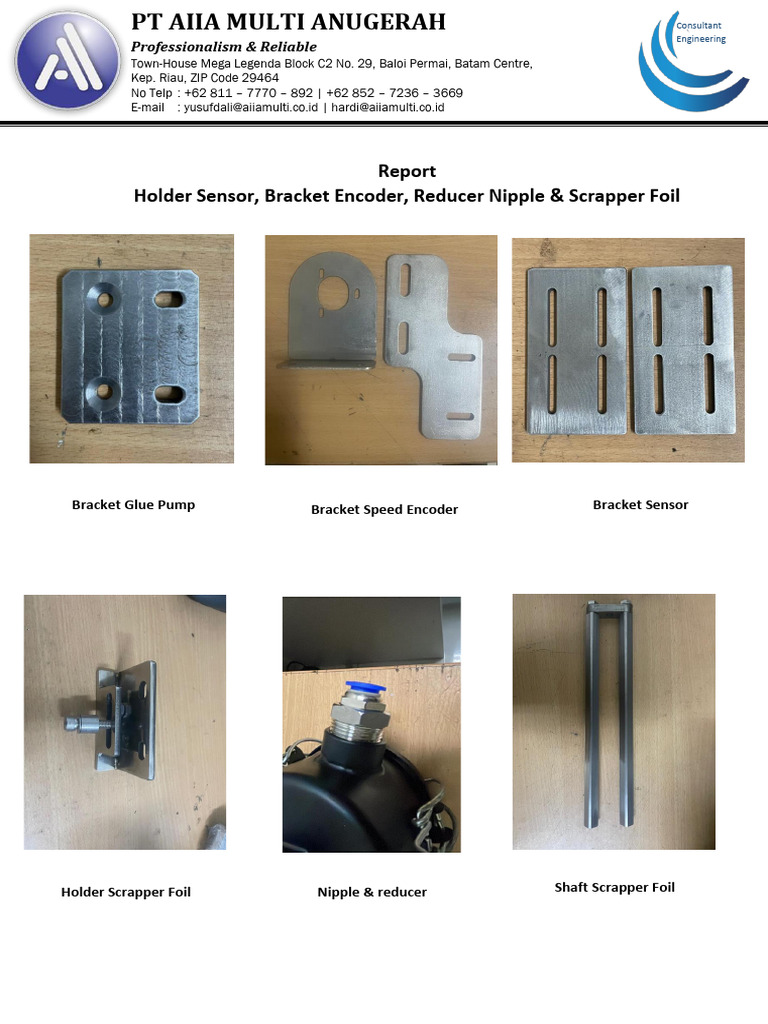 Holder Sensor, Bracket Encoder, Reducer Nipple & Scrapper Foil | PDF