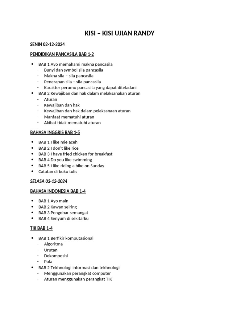 Kisi Kisi Randy | PDF