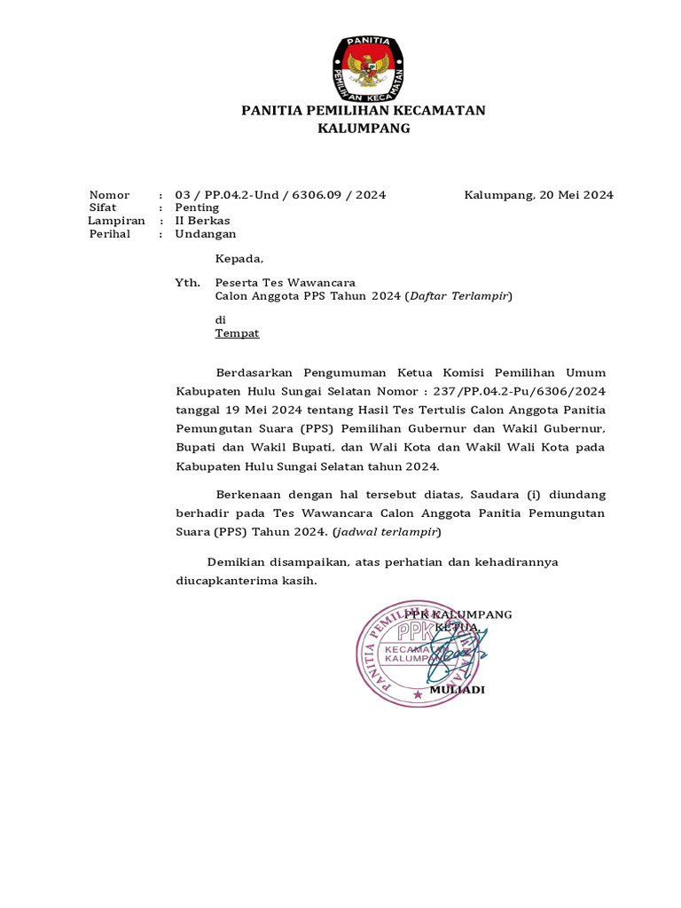 Undangan Wawancara CPPS | PDF