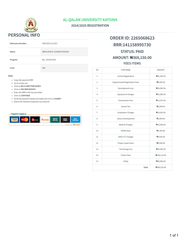 Al-Qalam University Katsina | PDF | Payments | Services (Economics)