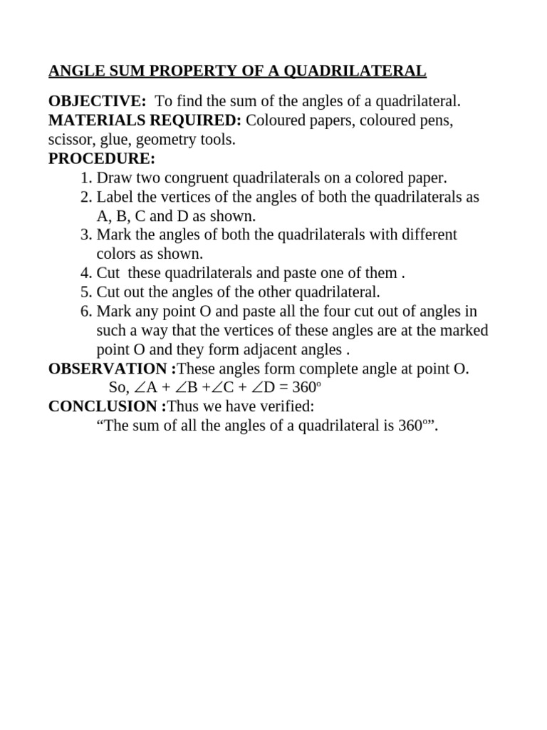 8th ANGLE SUM PROP of QUAD | PDF