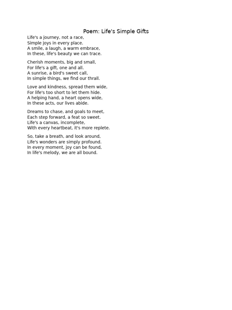 Poem - Life's Simple Gifts | PDF