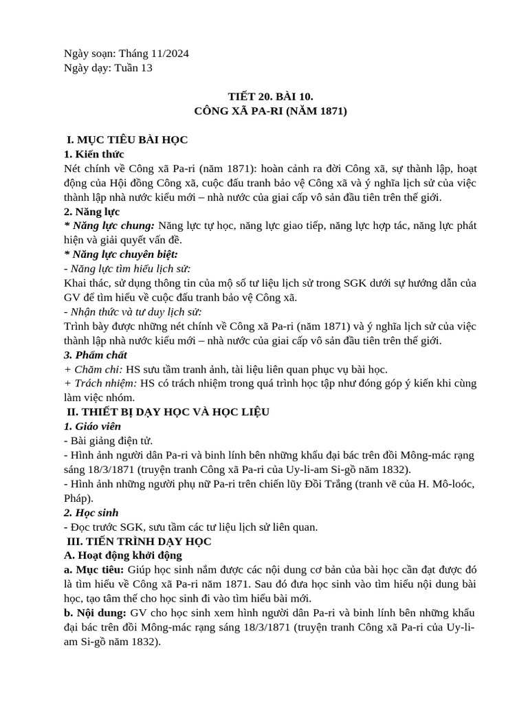 Bài 10 - CTST - Công xã Pa-ri | PDF