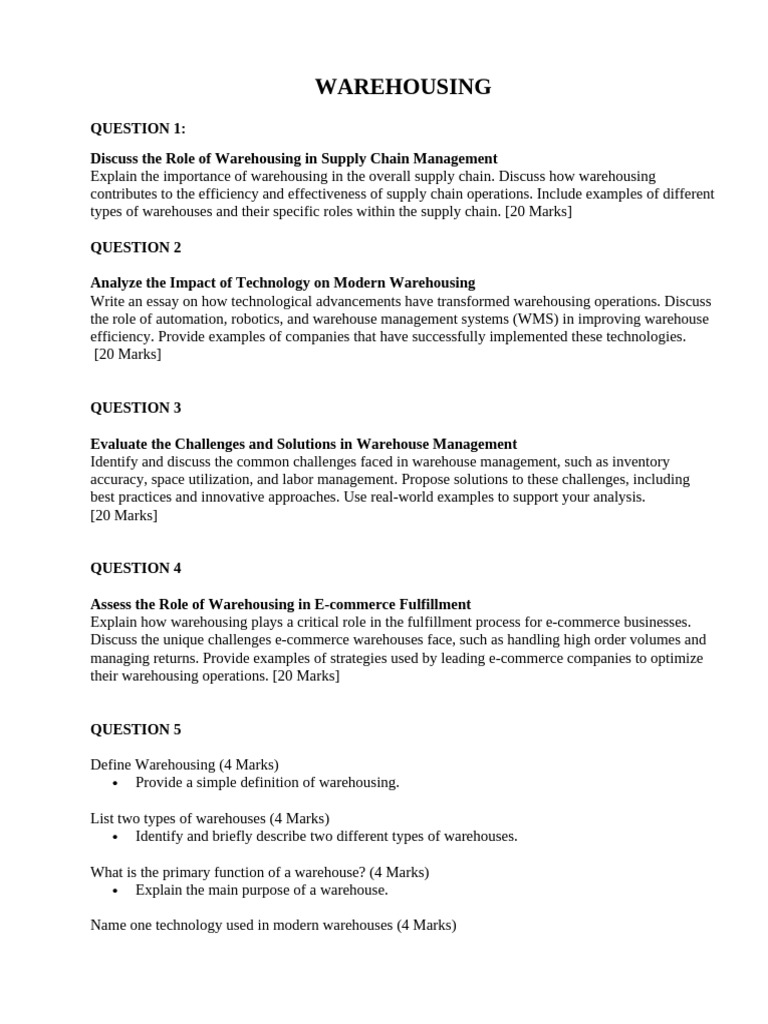 The Role of Warehousing in Supply Chains | PDF