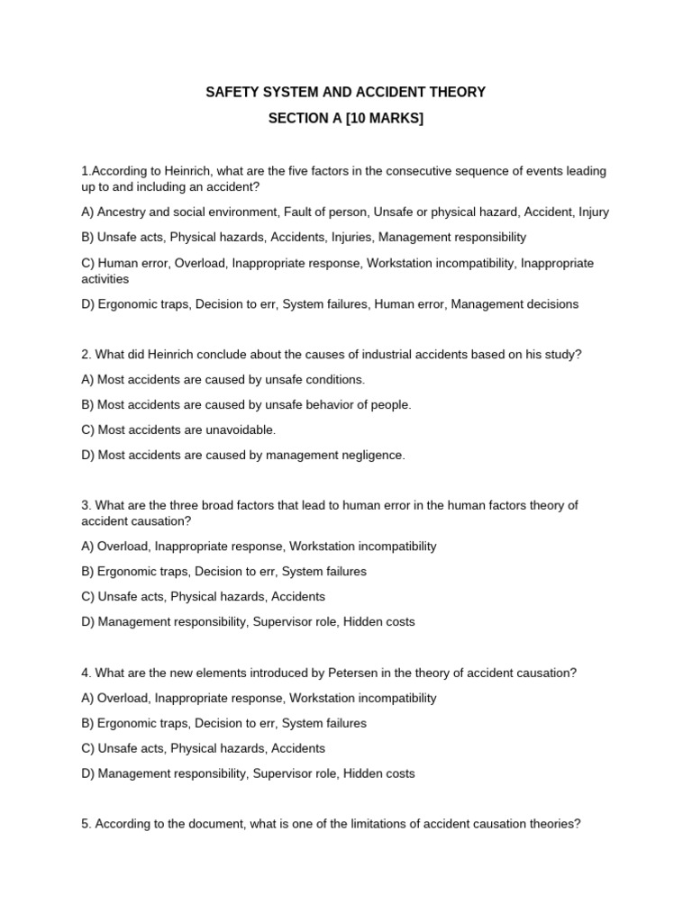 Accident Causation Theories Overview | PDF | Human Factors And ...