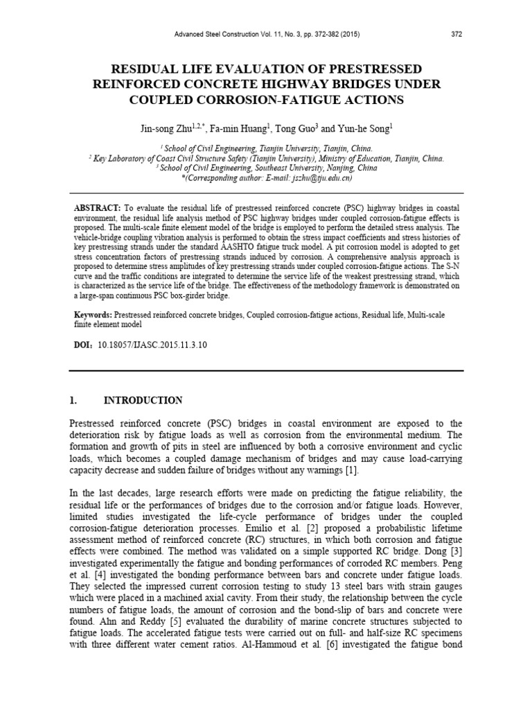 Residual Life Evaluation of Prestressed | PDF | Fatigue (Material) | Bridge