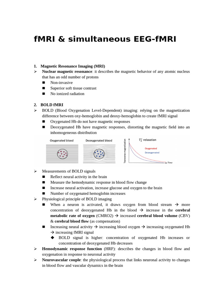 BMEG3330_fMRI, simultaneous EEG-fMRI | PDF | Functional Magnetic Resonance Imaging | Neuroscience
