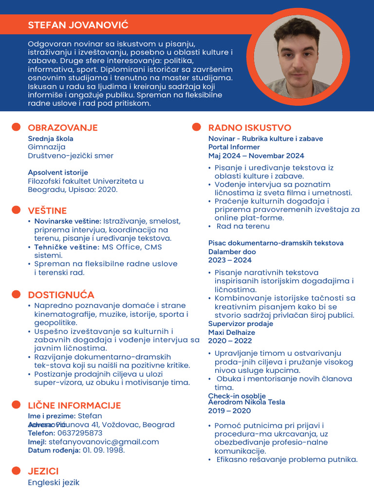 CV Stefan Jovanović | PDF
