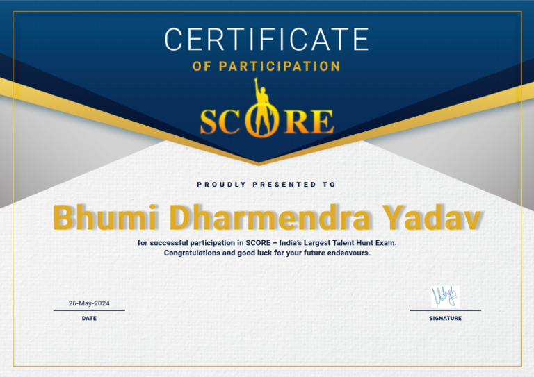 Score Certificate | PDF