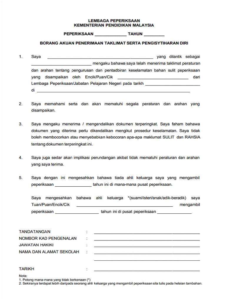 akuan terima taklimat | PDF