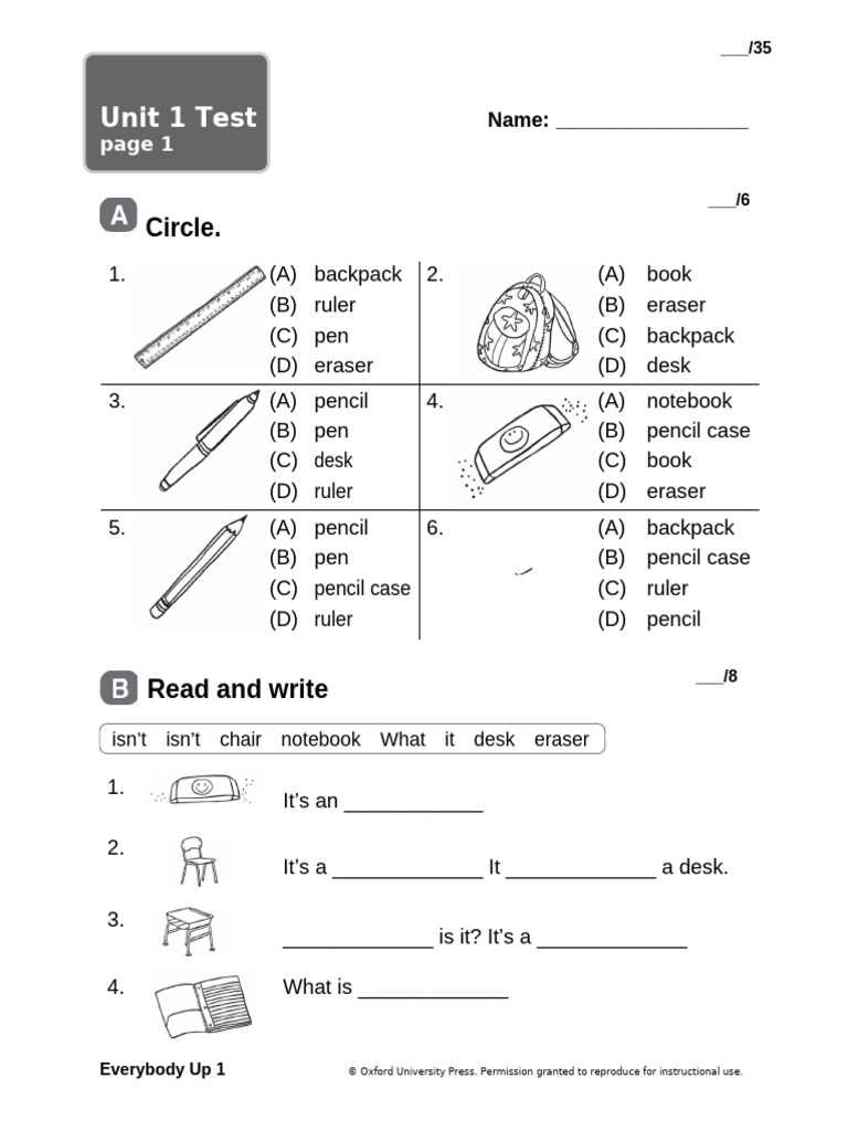 EU2e_L1_UT1 | PDF | Elementary Mathematics | Stationery