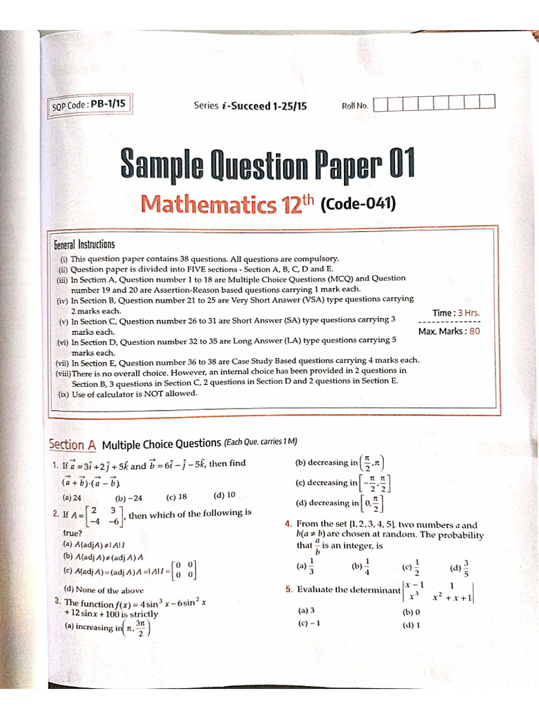 Maths Practice Paper | PDF