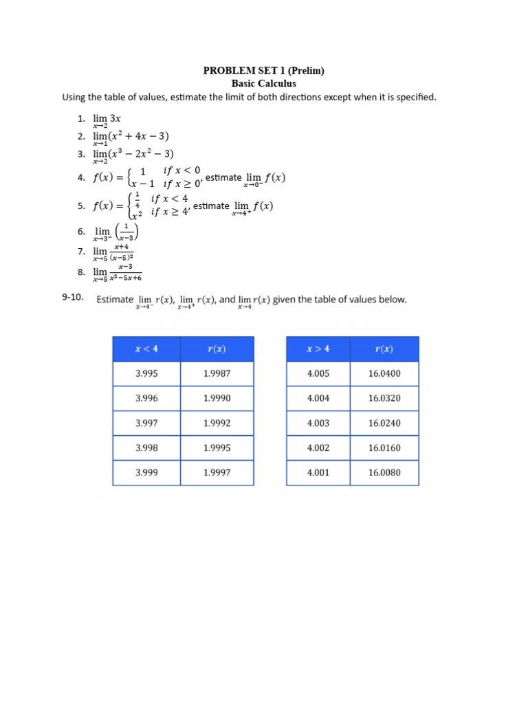 PROBLEM SET 1 Prelim | PDF