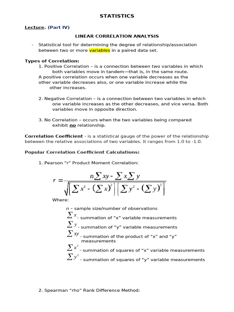 STATISTICS (Module Part 4) Corr-Regress | PDF | Statistics ...