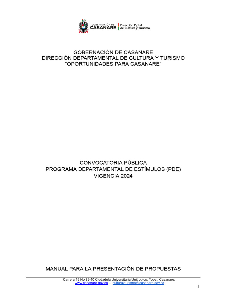 Manual Programa Departamental de Estímulos | PDF | Fundación (sin fines de lucro) | Colombia