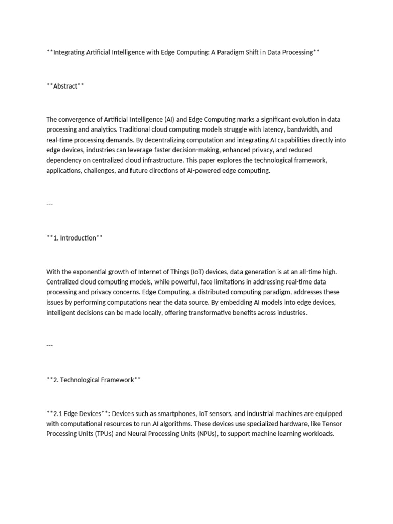 Integrating Artificial Intelligence With Edge Computing Pdf