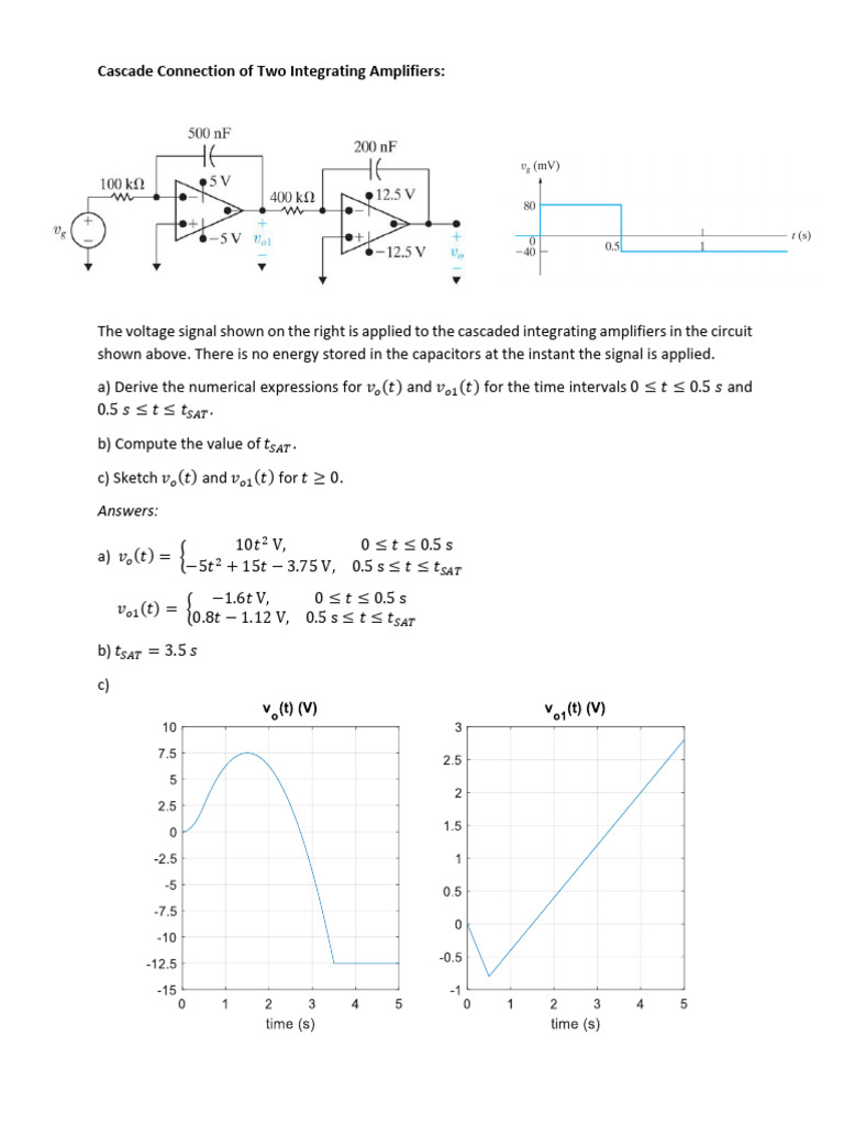 Cascade Connection of Two Integrating Amplifiers EX | PDF