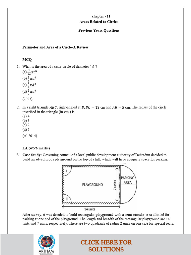 Pyq C 12QP - 241129 - 174308 | PDF | Circle | Area