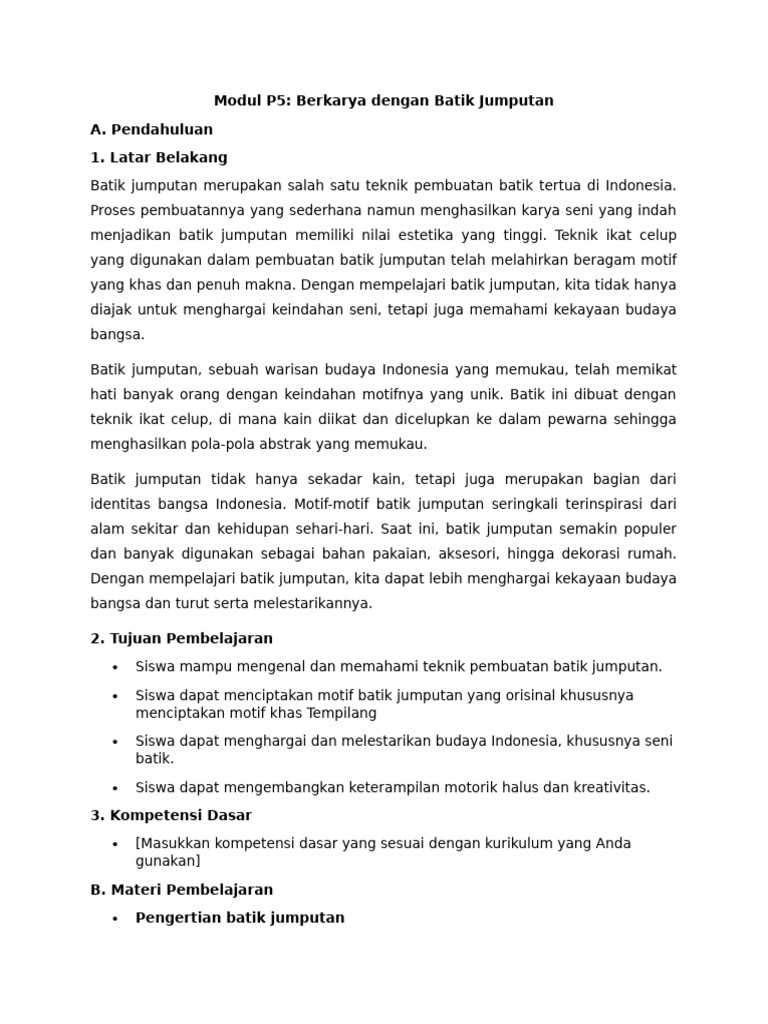 Modul P5 Batik Jumputan | PDF