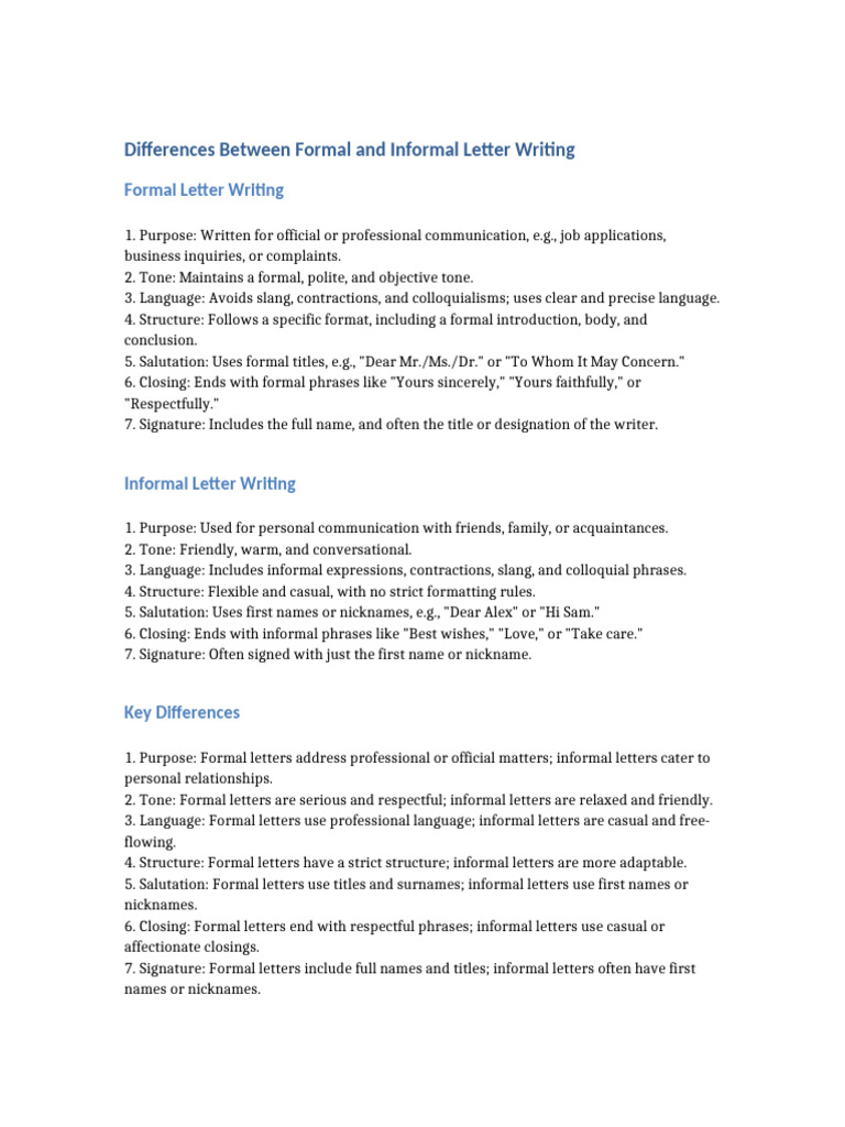 Formal_Informal_Letter_Differences | PDF
