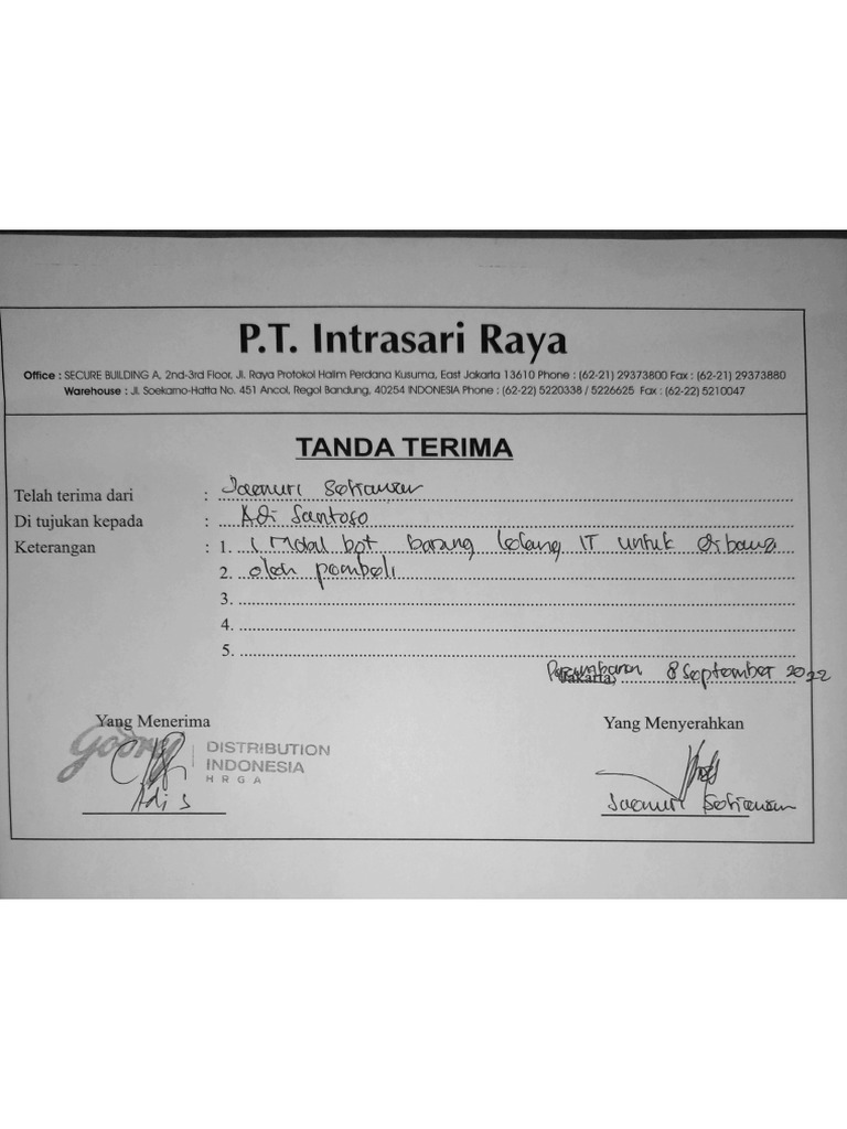 Serah Terima | PDF