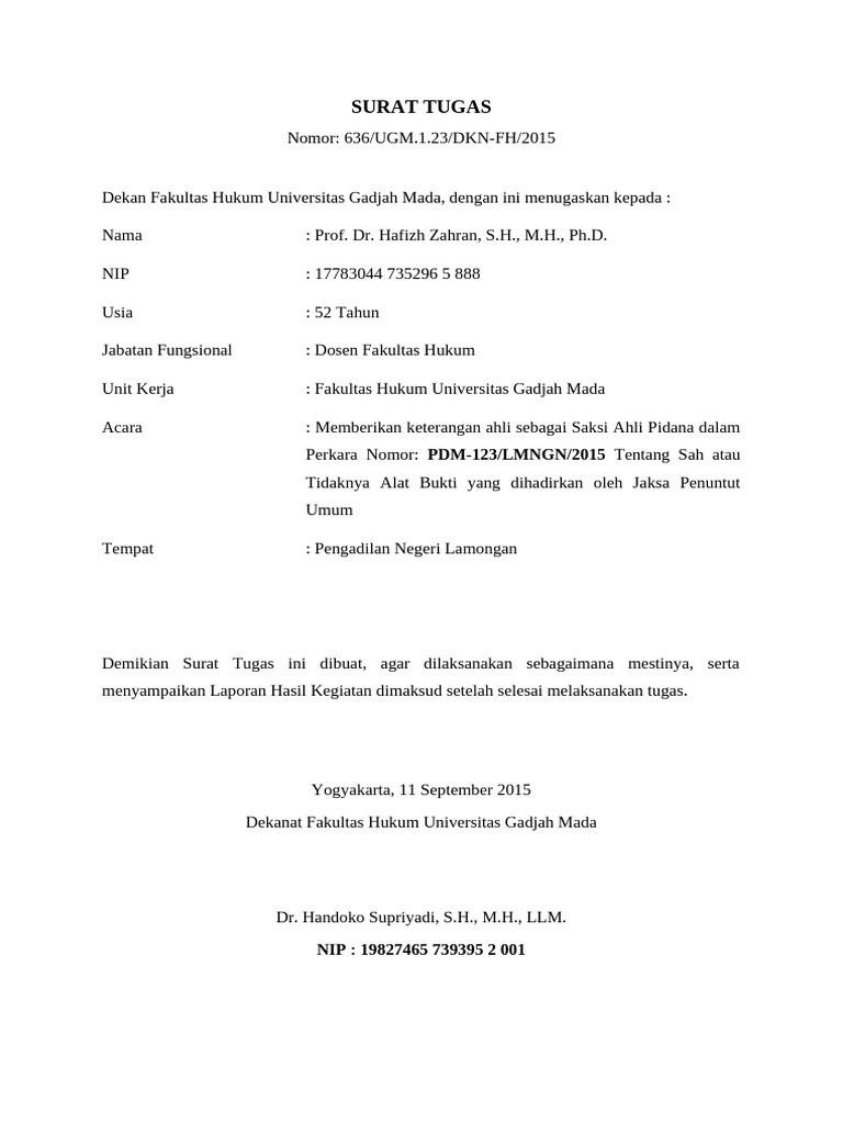 Surat Tugas Ahli | PDF