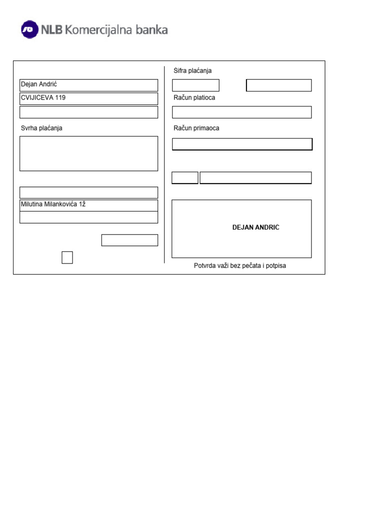 Potvrda o Izvrsenom Placanju | PDF