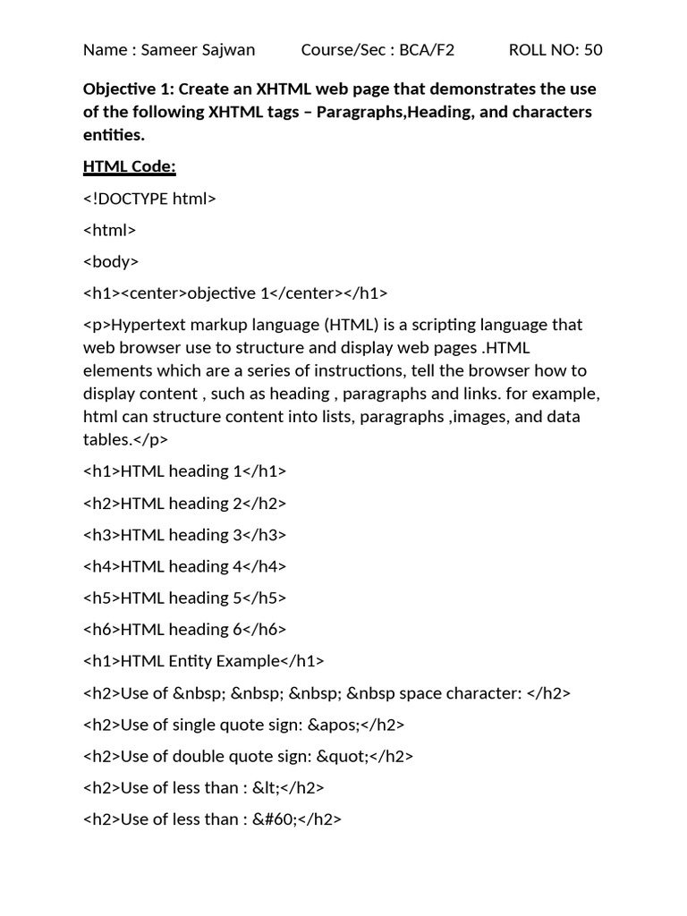 sameer assignment | PDF | Html | Html Element