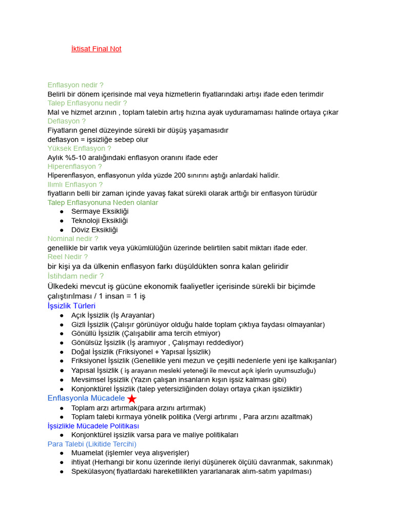 İktisat Final Not | PDF