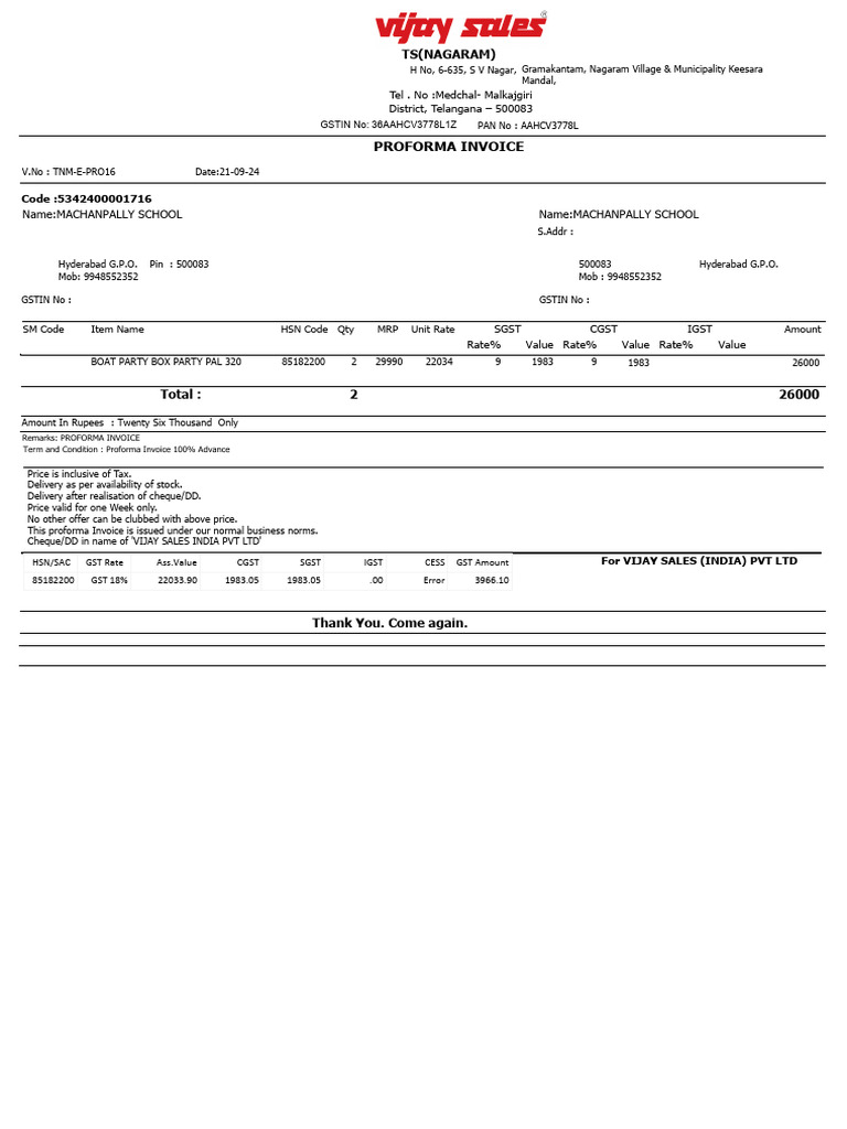 Vijay sales invoice | PDF | Payments | Sales