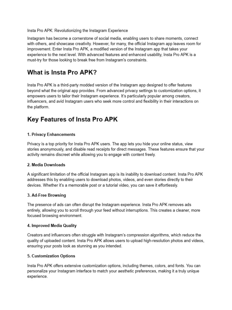 How to download Insta Pro APK | PDF | Internet Privacy | Mobile App