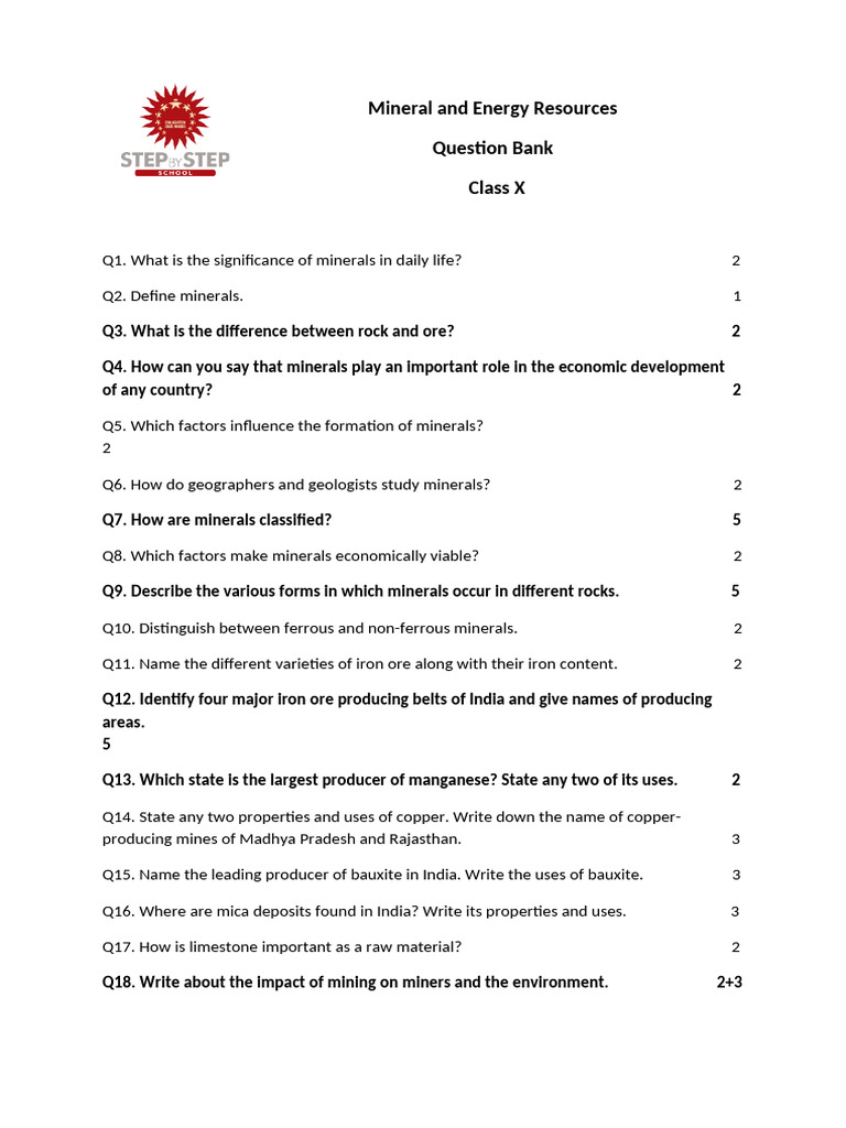 Minerals and Energy Resources QB | PDF | Minerals | Natural Gas
