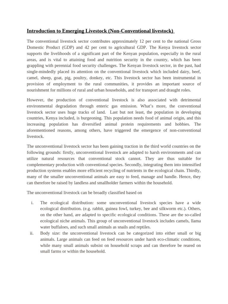 Introduction To Emerging Livestock (Unit 1) | PDF | Livestock | Camel