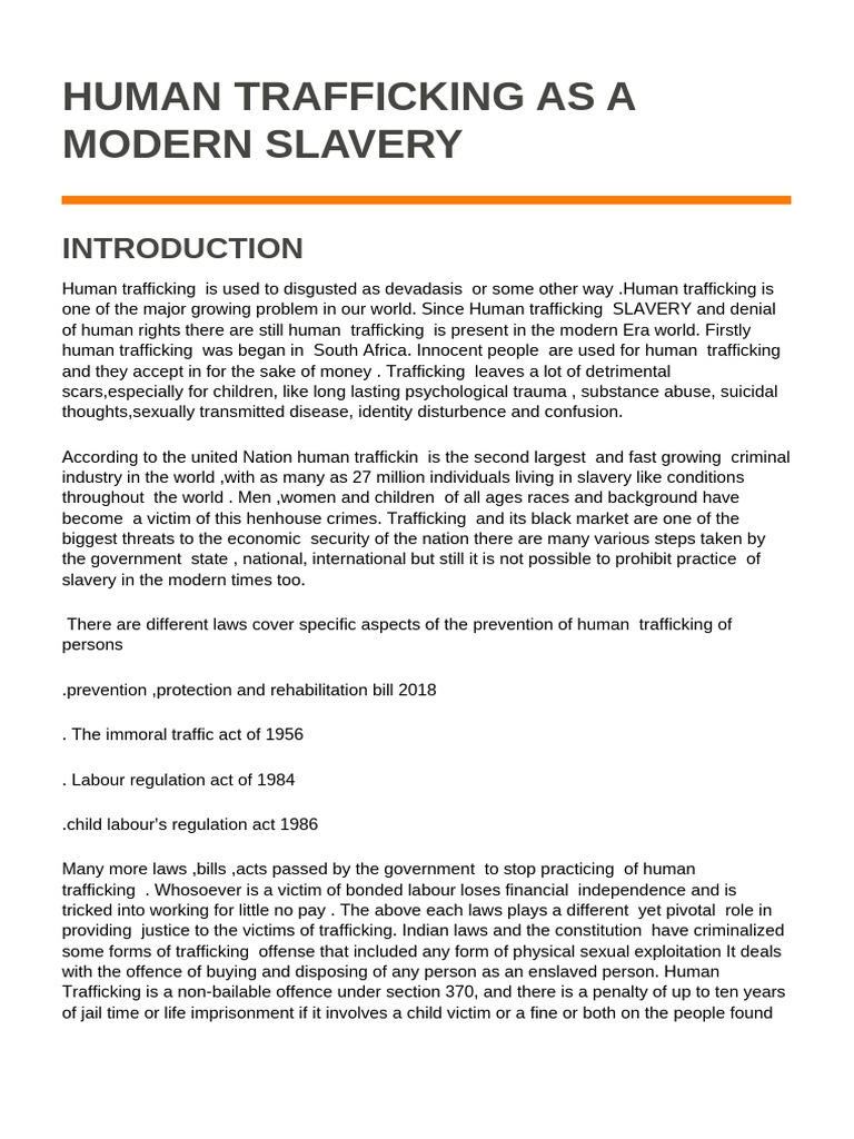 Task 1 Human Trafficking in Modern Slavery | PDF | Human Trafficking ...