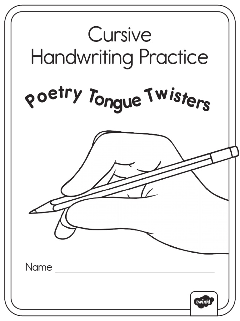 Cursive Handwriting Practice Booklet Poetry Tongue Twister Us e 886 ...