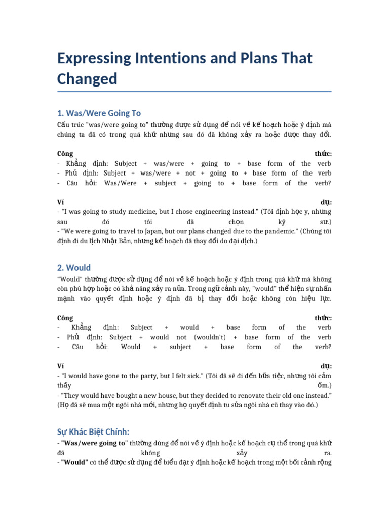 Expressing Intentions and Plans That Changed | PDF