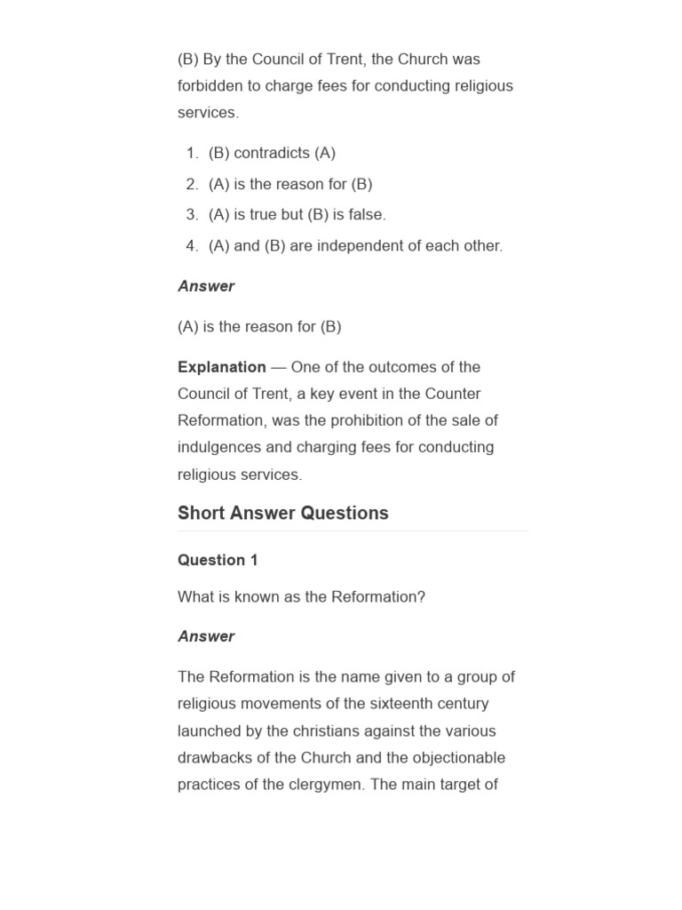 History - Chapter 12 - The Modern Age in Europe - (B) Reformation ...