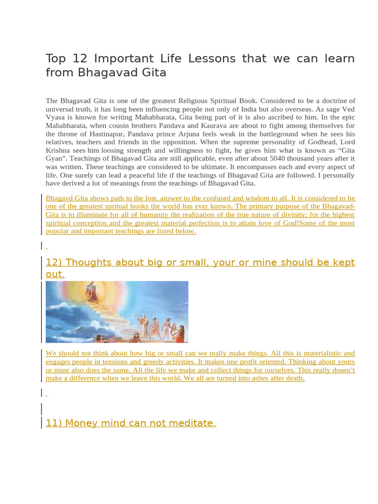 Geeta Lessons | PDF | Bhagavad Gita | Indian Philosophy