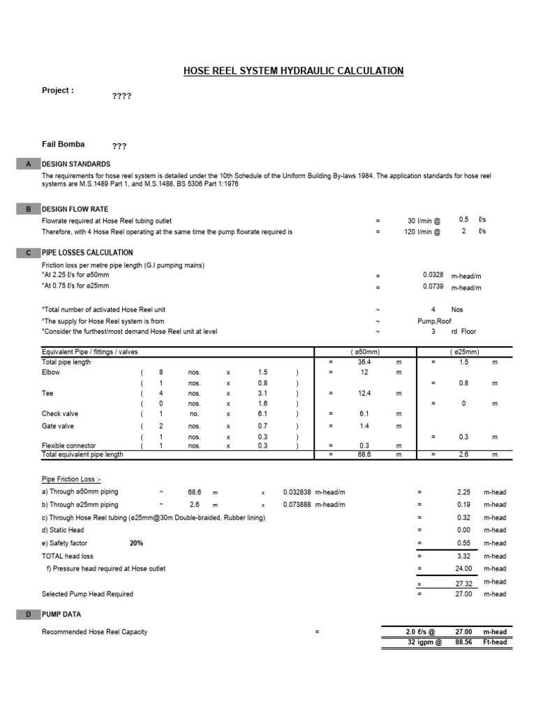 HOSE REEL CALCULATION | PDF | Pipe (Fluid Conveyance) | Galvanization