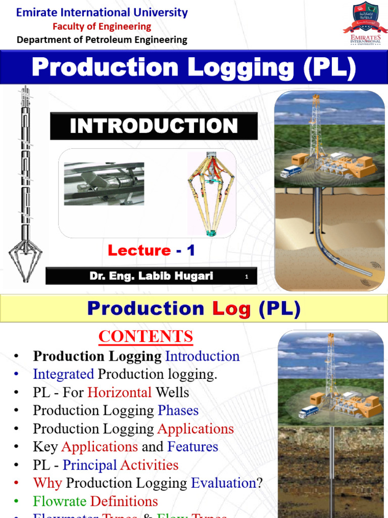 1 DR Labib Prod Logging Level 4 Lec 1 | PDF | Flow Measurement | Casing (Borehole)