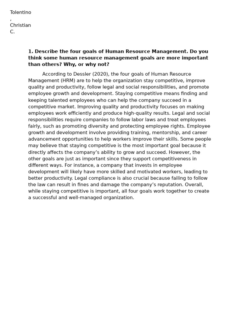 Module 1 - ASSIGNMENT 1 - Chapter 1 | PDF | Human Resource Management ...