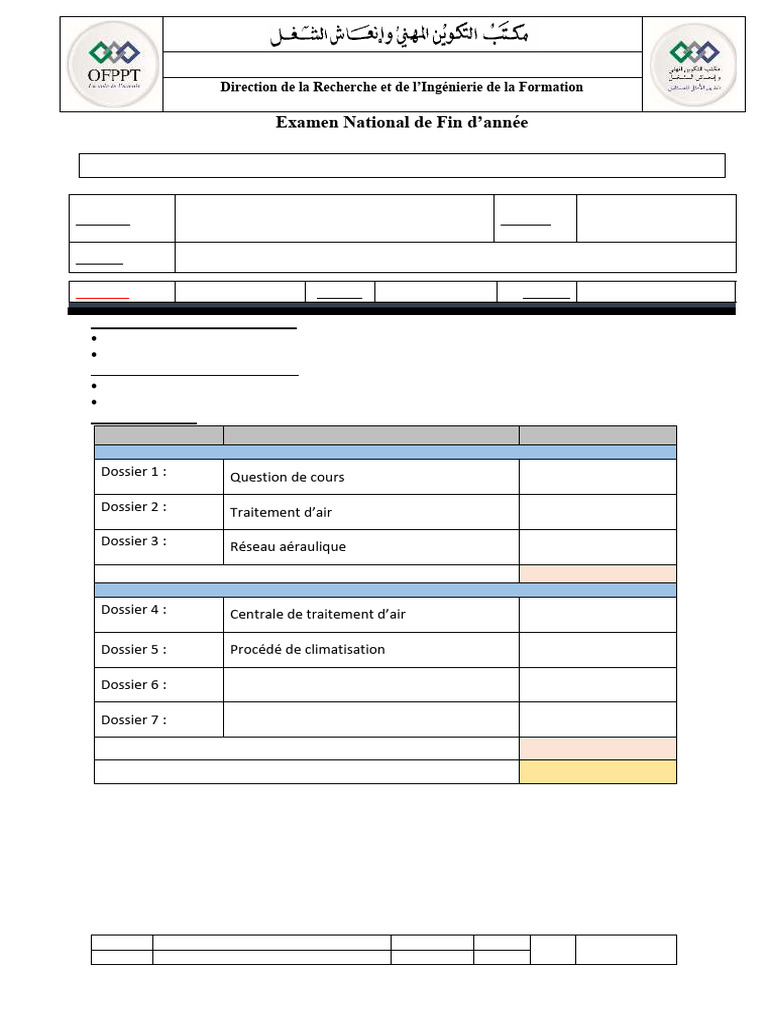Examen Technicien Génie Climatique 2022 | PDF | Climatisation ...