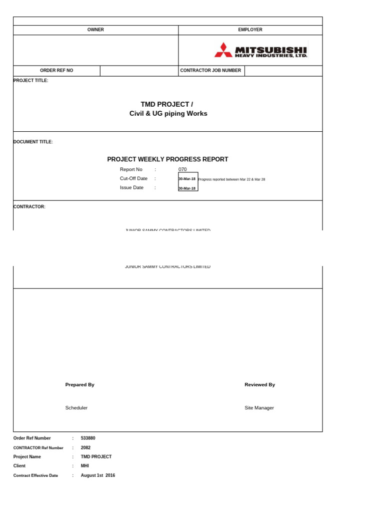 (JSCL) Weekly Progress Report As of 28032018 (Revised) | PDF | Concrete | Materials