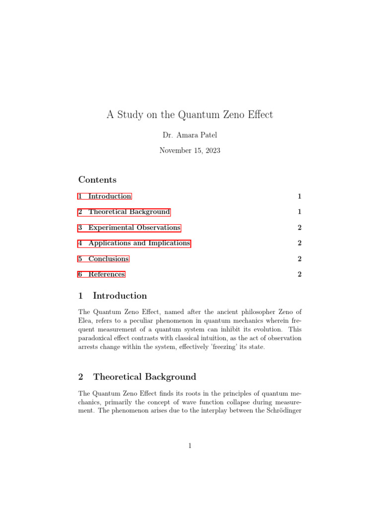 A Study On The Quantum Zeno Effect | PDF | Theoretical Physics ...